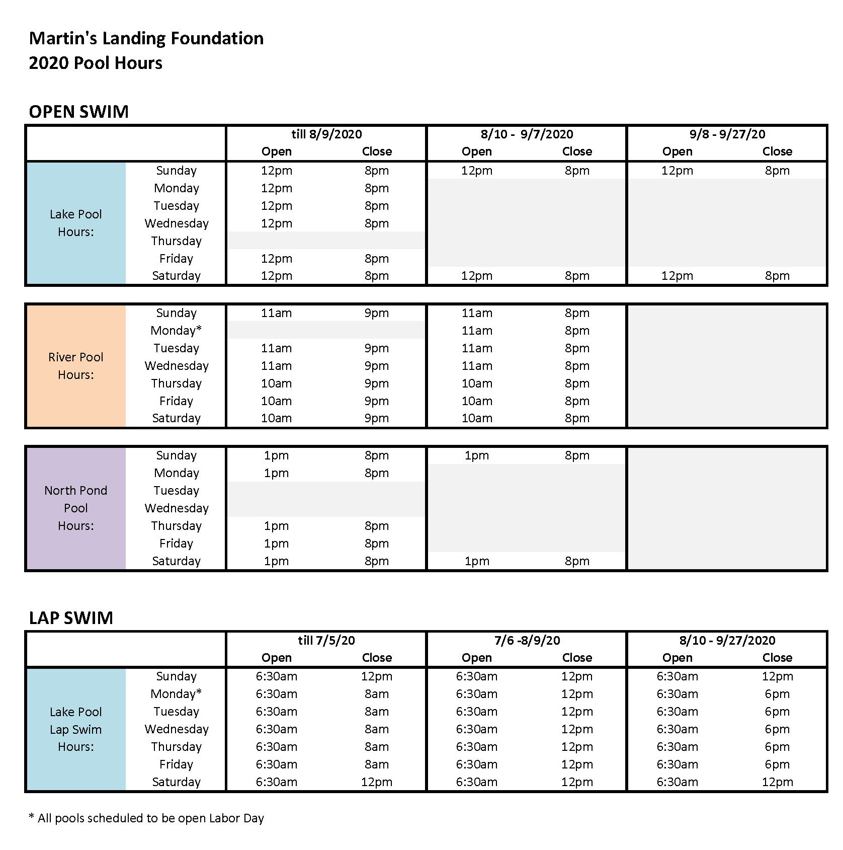POOL – MARTIN'S LANDING